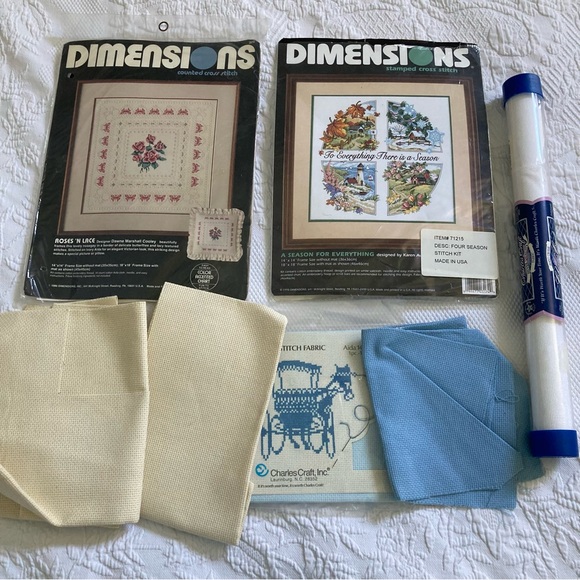 Dimensions | Office | Vintage Cross Stitch Kits Fabric Estate Lot 8s ...